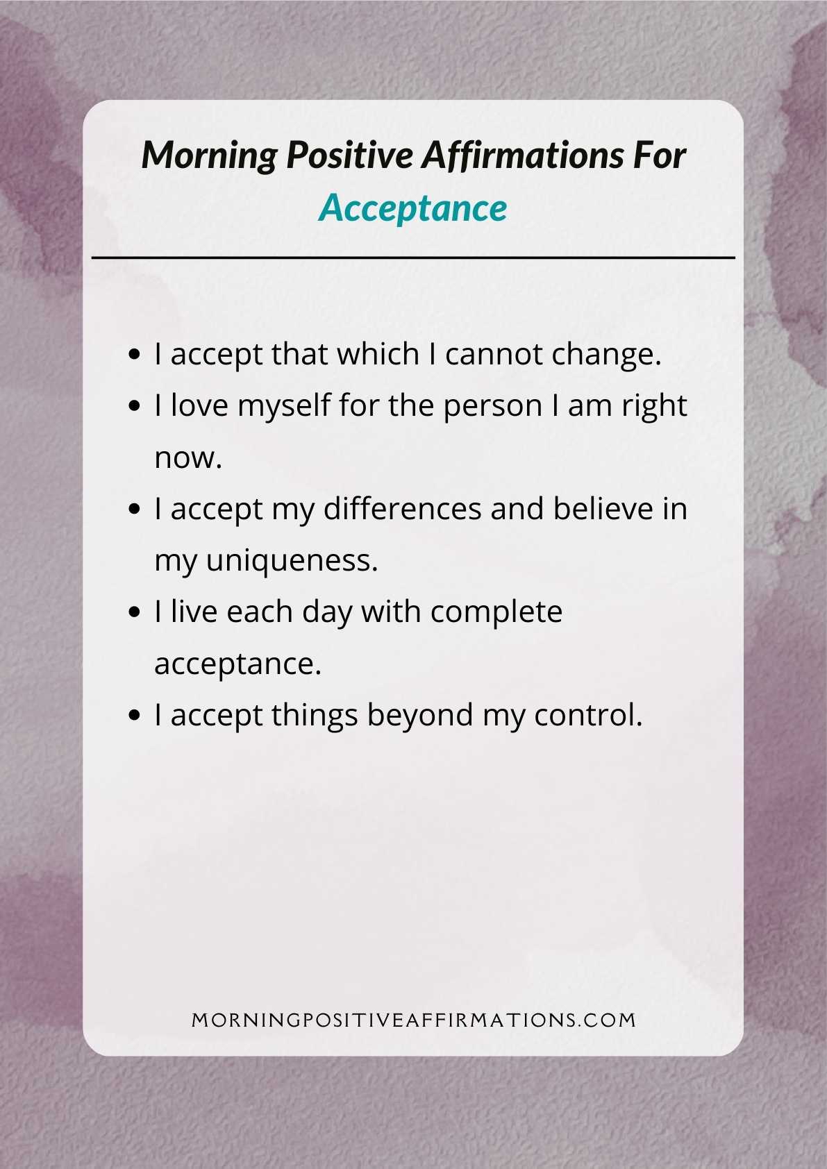 50+ Morning Positive Affirmations For Acceptance
