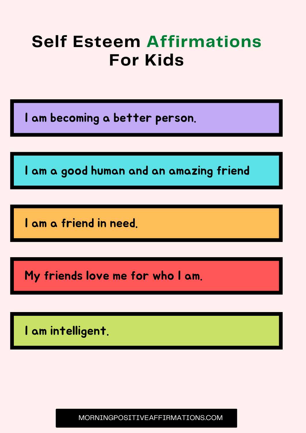 50+ Positive Self Esteem Affirmations For Kids